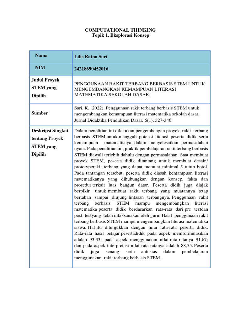 T1. Eskplorasi Konsep - LKM-T4 | PDF
