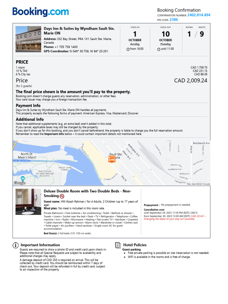 Paid Hotel Booking Template For Visa Application | PDF | Visa Inc. | Fee