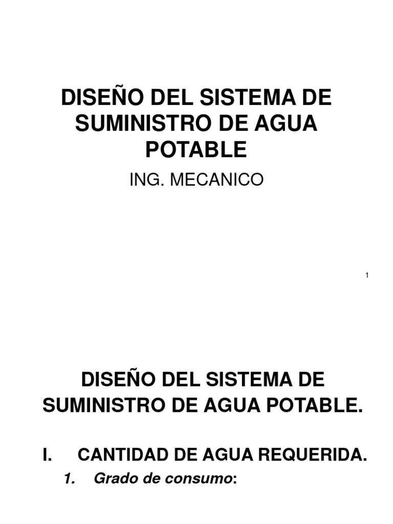 Diseño de Sistema de Agua Potable | PDF | Agua | Descarga (hidrología)