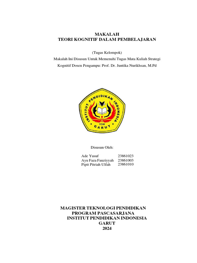 MAKALAH_3_Kelompok_4_Teori Kognitif Dalam Pembelajaran | PDF MAKALAH_3_Kelompok_4_Teori Kognitif Dalam Pembelajaran | PDF