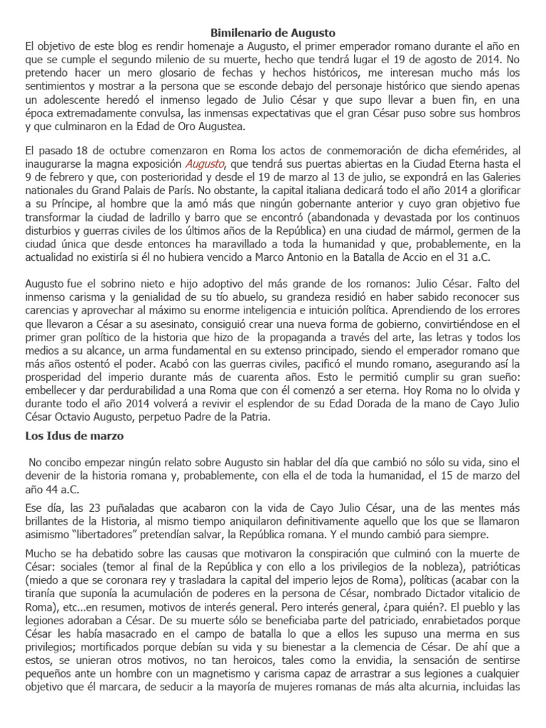 Bimilenario de Augusto | PDF | Augusto | Julio César