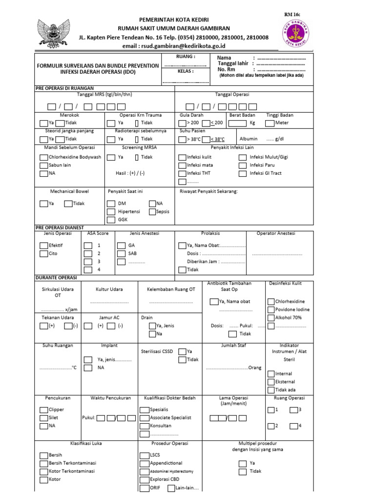 16c RM - Formulir Surveilans Dan Bundle Prevention Infeksi Daerah ...