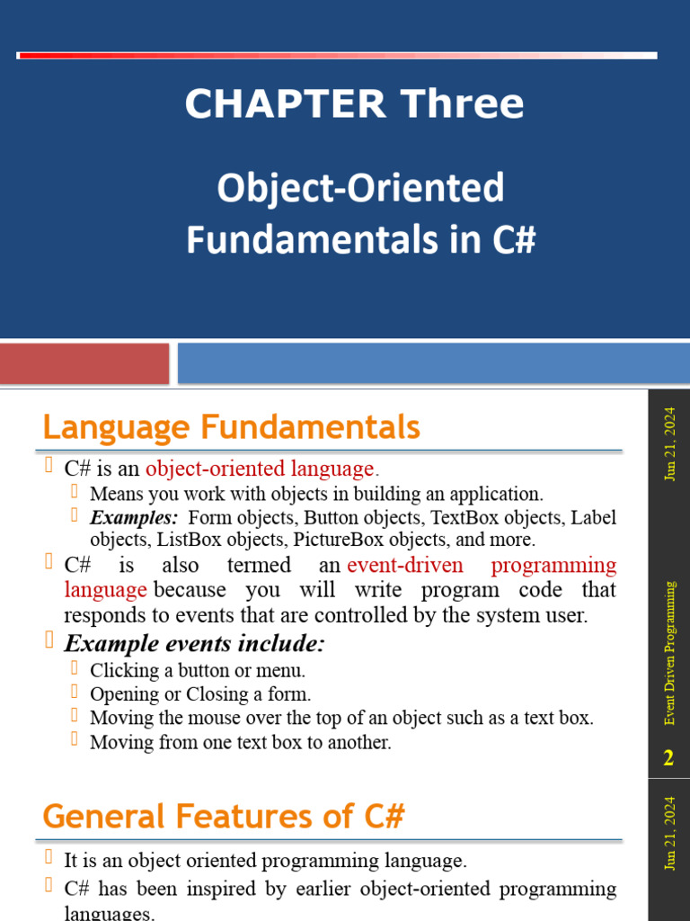 Chapter Three - Object Oriented Fundametals in C# | PDF | Class (Computer Programming ...