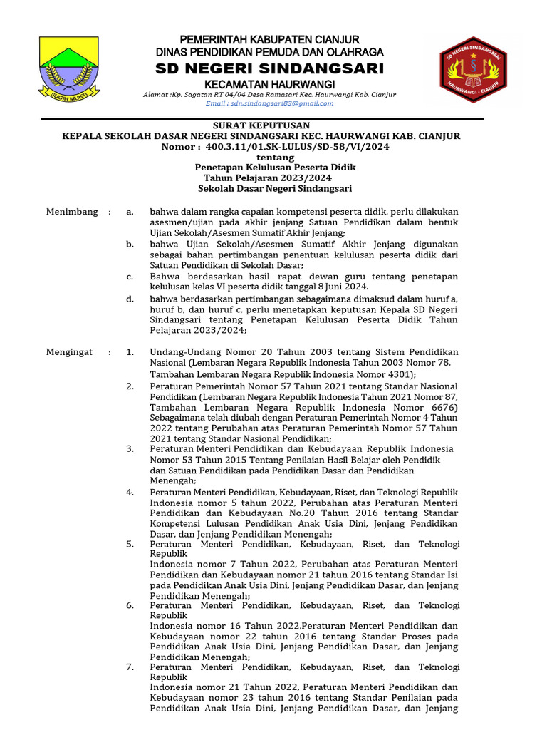 Model SK Kelulusan | PDF