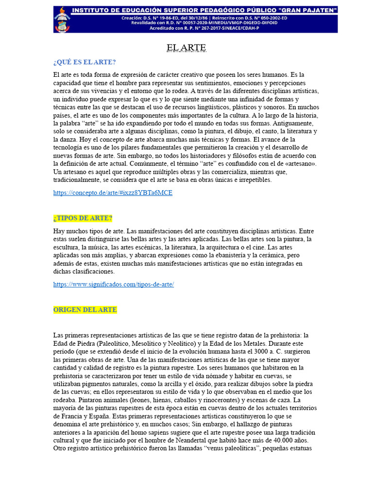 EL ARTE Doc Area Arte | PDF | Color | Arte roquero