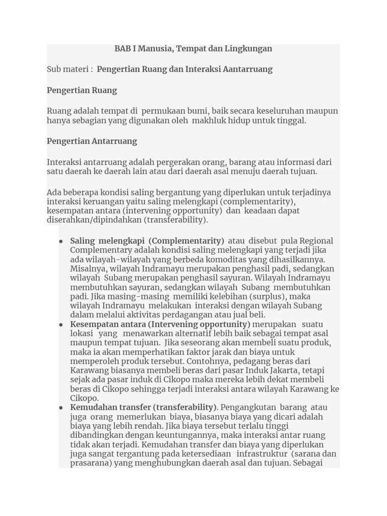 Pengertian Ruang dan Interaksi Antarruang | PDF