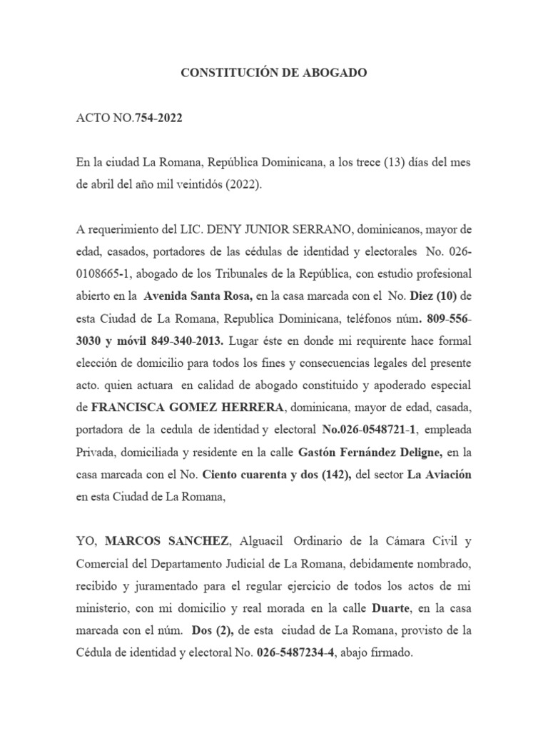 Constitución De Abogado Pdf República Dominicana Gobierno