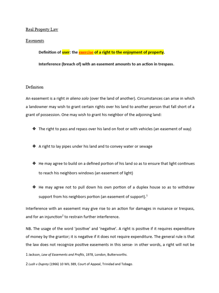 Lect. 5 Easements - Characteristics and Aquisition | Download Free PDF | Easement | Common Law