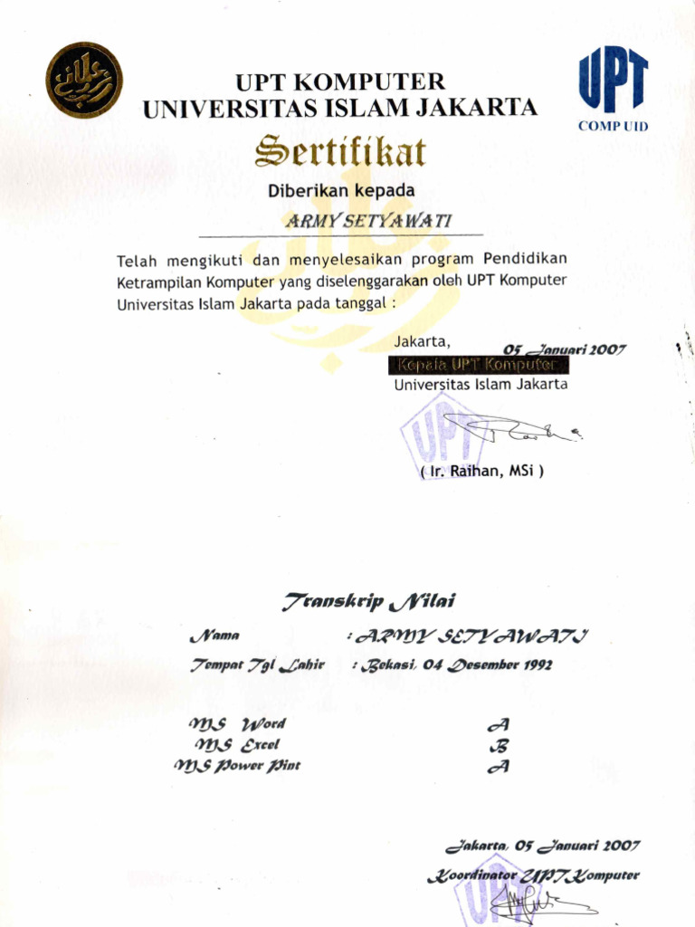 Sertifikat Komputer | PDF