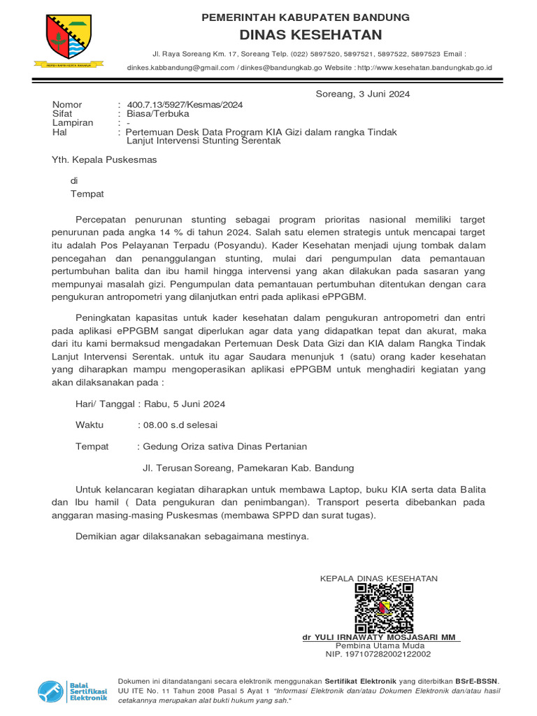 Surat Pertemuan Desk Data Program KIA Gizi Dalam Rangka Tindak Lanjut ... Surat Pertemuan Desk Data Program KIA Gizi Dalam Rangka Tindak Lanjut ...