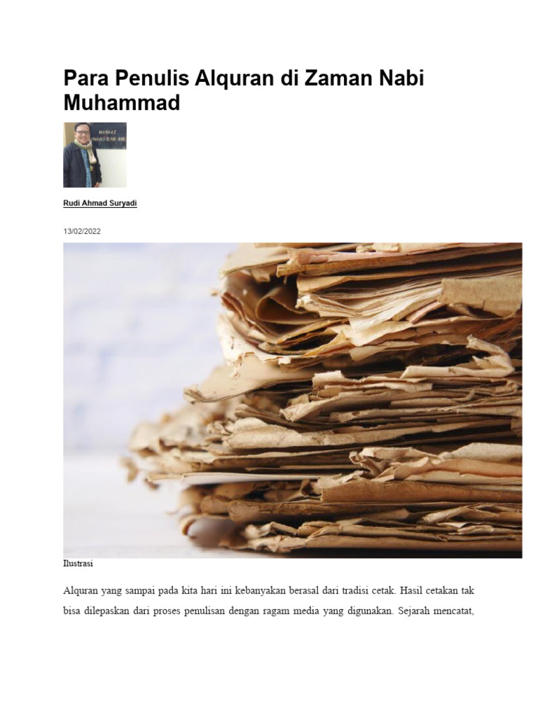 para Penulis Alquran Di Zaman Nabi Muhammad | PDF