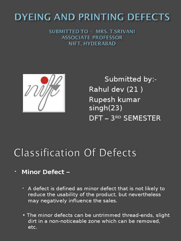 Dyeing and Printing Defects | PDF | Yarn | Knitting