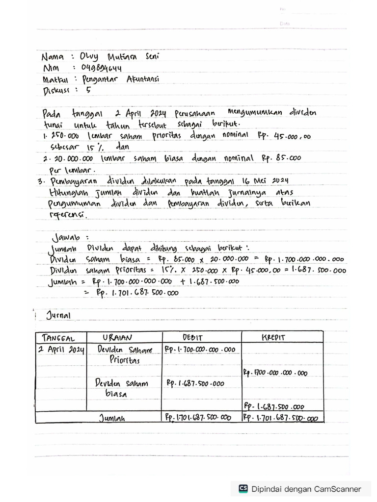 Diskusi 5 Pengantar Akuntansi | PDF