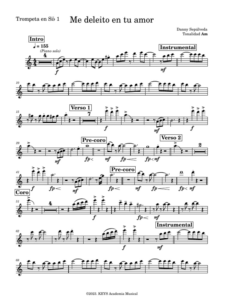 Me Deleito en Tu Amor-Trompeta en Sib 1 | PDF