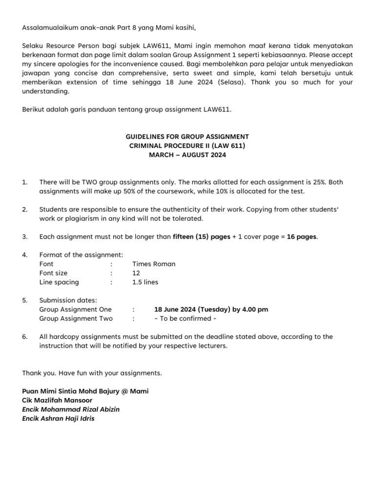 Guidelines For Group Assignment | PDF