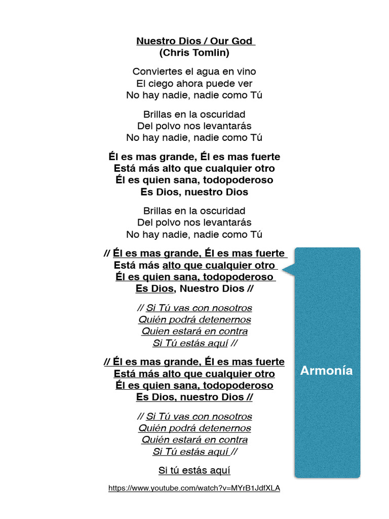Nuestro Dios :our God, Chris Tomlin (Letra) | PDF