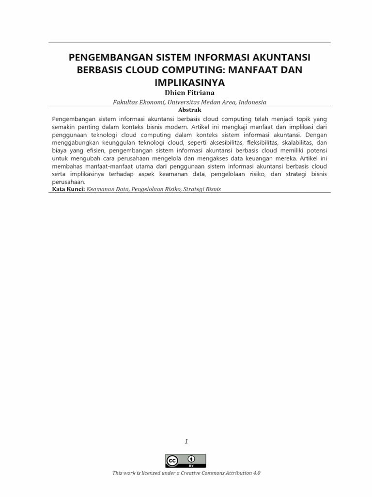 View of PENGEMBANGAN SISTEM INFORMASI AKUNTANSI BERBASIS CLOUD COMPUTING - MANFAAT DAN ...