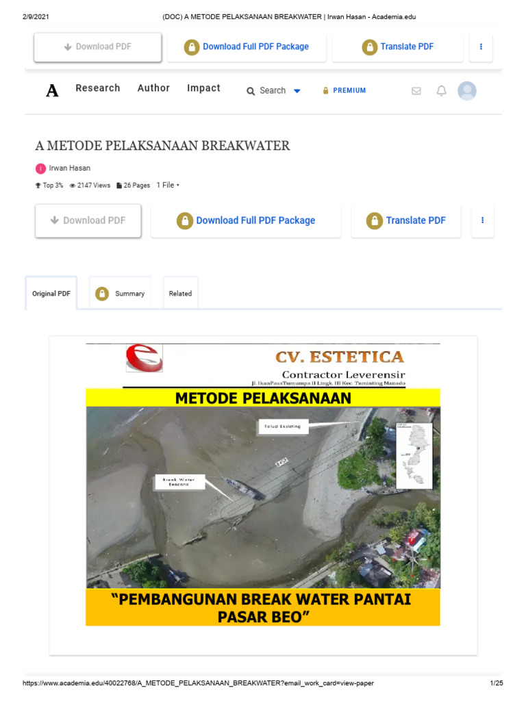 (DOC) A METODE PELAKSANAAN BREAKWATER - Irwan Hasan - Academia - Edu | PDF