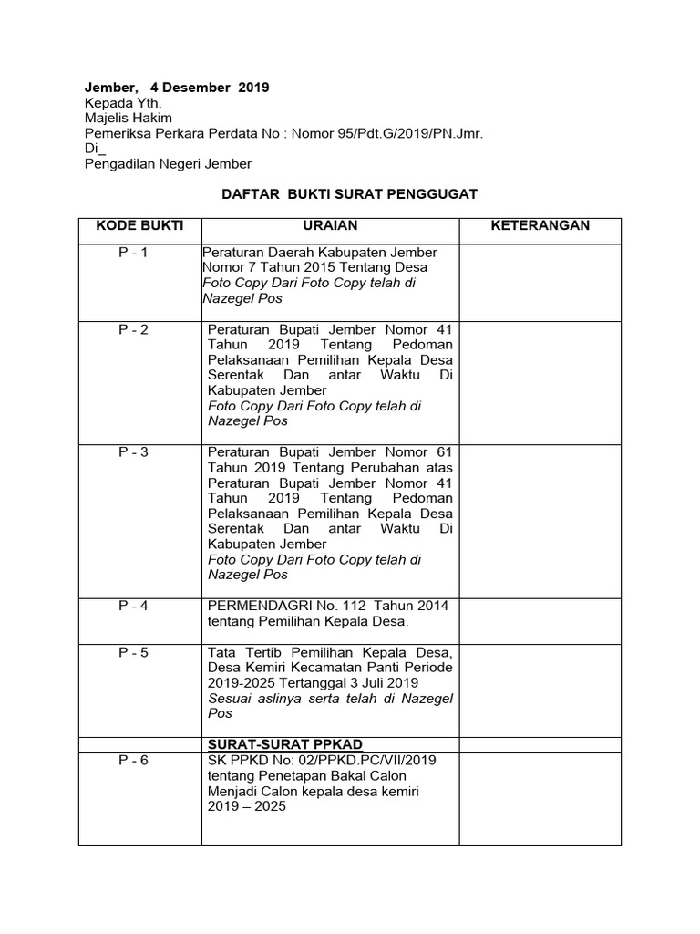 DAFTAR BUKTI SURAT PILKADES NEW | PDF DAFTAR BUKTI SURAT PILKADES NEW | PDF