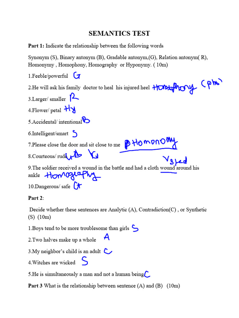 Semantics Mid Term Test 2022 de 2 PDF | PDF | Lexical Semantics | Semiotics