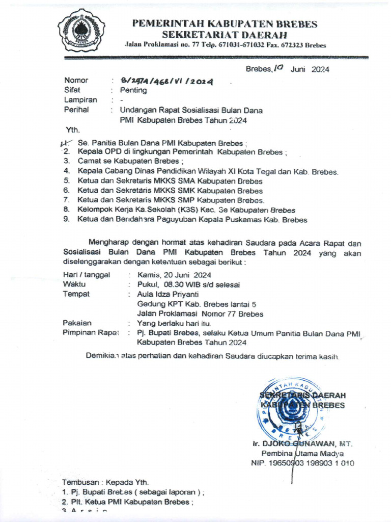 Undangan BD Kop Setda | PDF