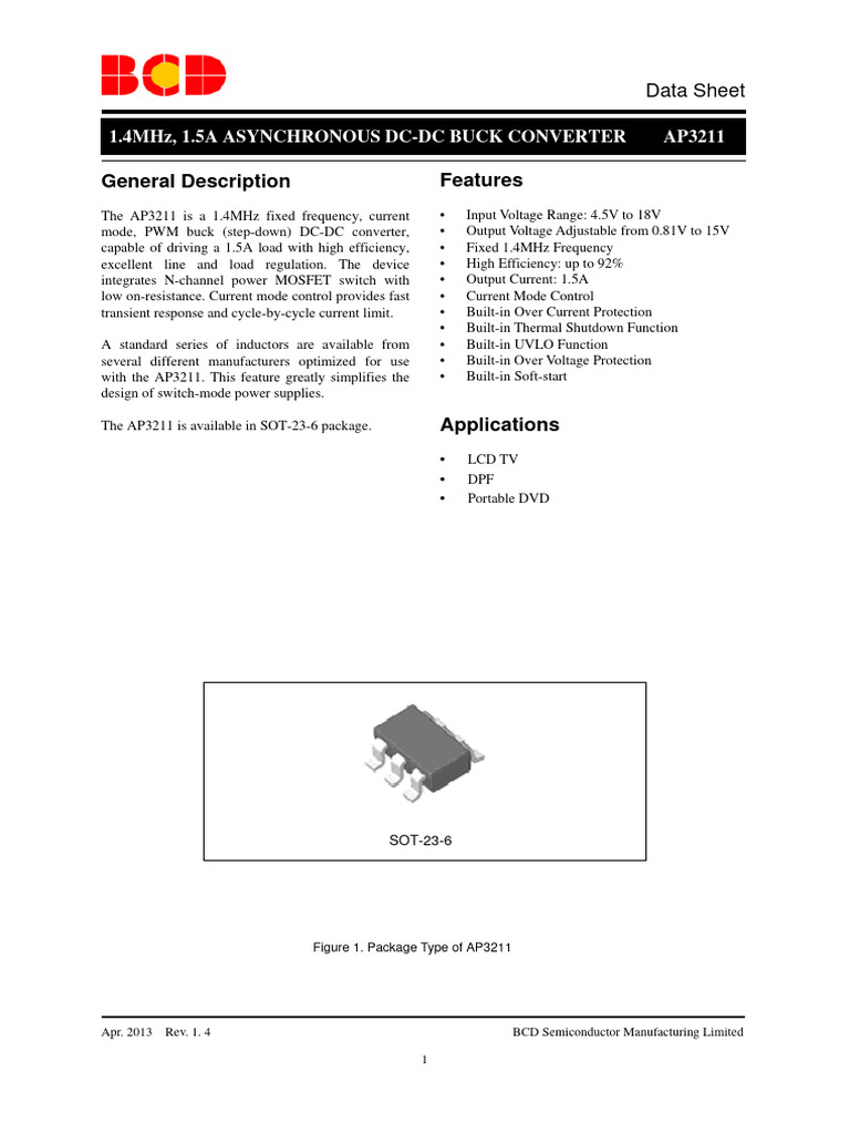 General Description Features: Data Sheet | PDF | Power Supply | Electronics
