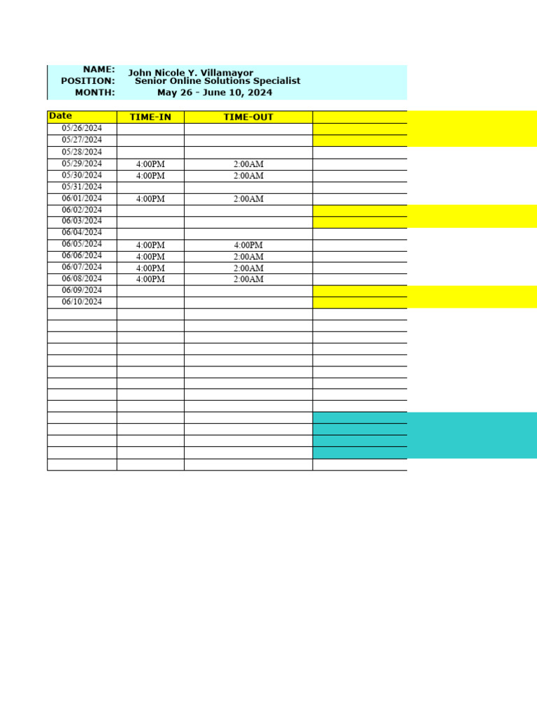 Night Diff May 26 - June 10 2024 John Nicole Y | PDF