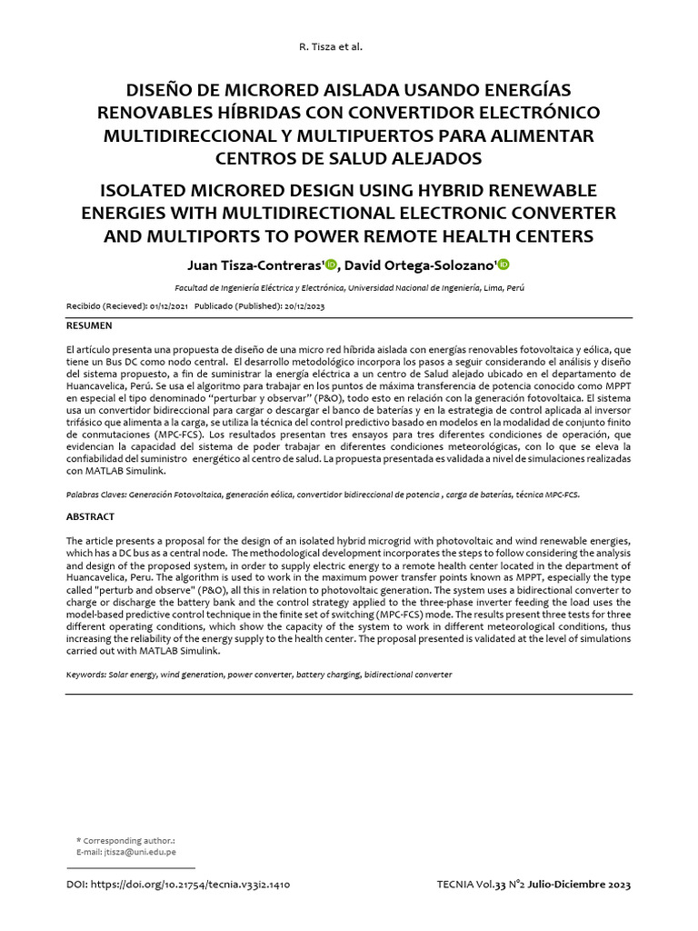 Microred Aislada para Centros de Salud Remotos | PDF | Ingenieria Eléctrica | Energía eólica