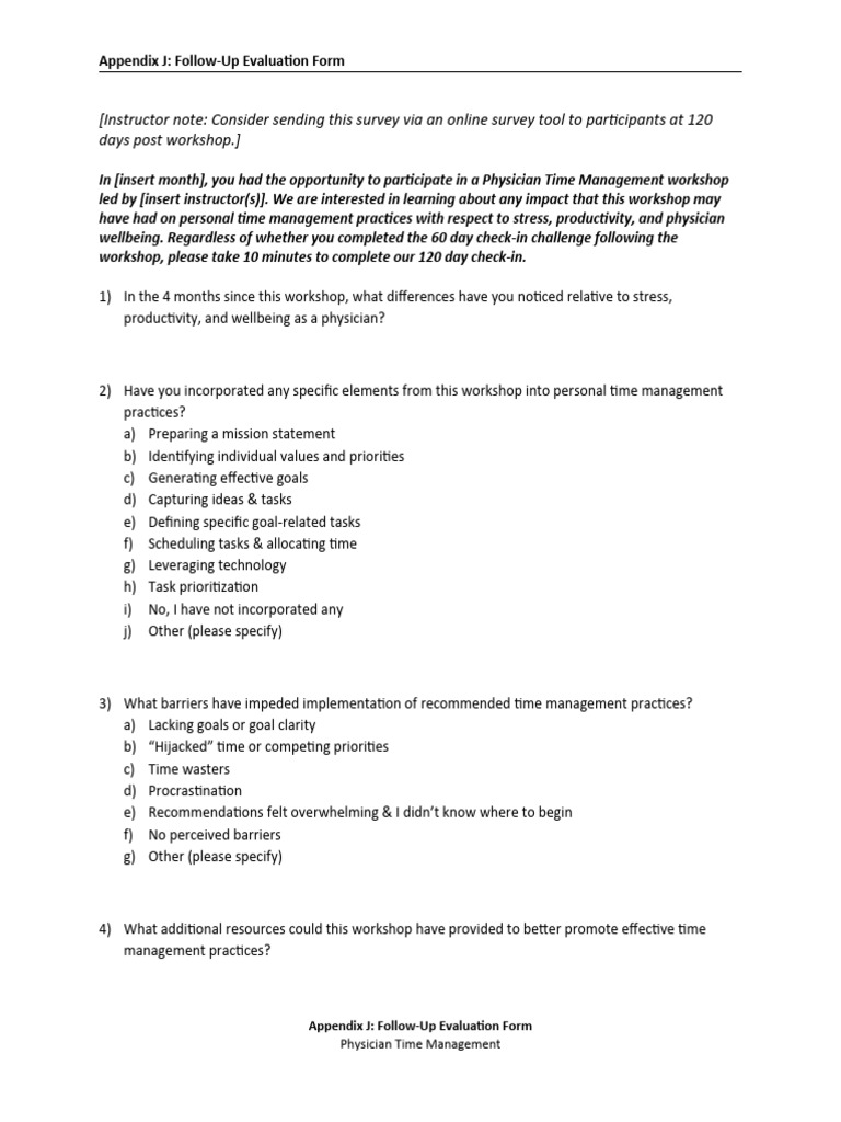 J. Follow-Up Evaluation Form | PDF | Career & Growth