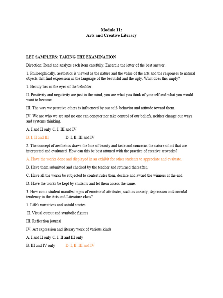Module-11-Arts-and-Creative-Literacy-Assessment | Download Free PDF | Aesthetics | Beauty