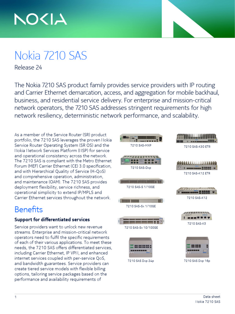 Nokia 7210 SAS Data Sheet EN | Download Free PDF | Virtual Private Network | Networking