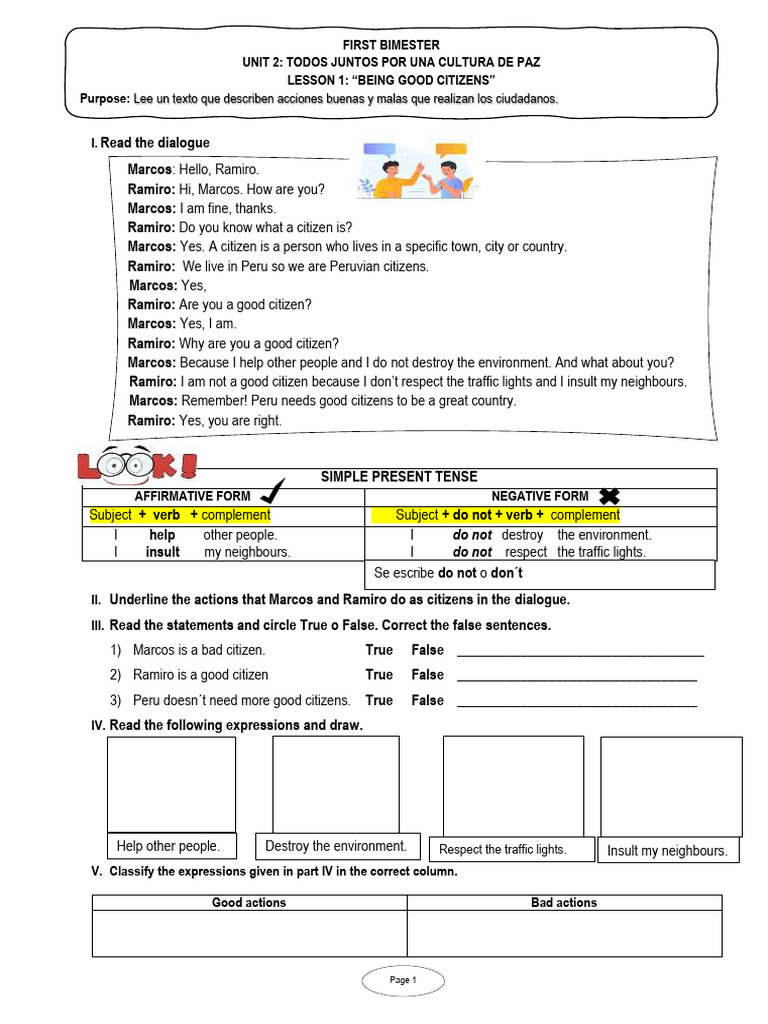 2nd UA2 WORKSHEET 1 BEING GOOD CITIZENS | PDF | Linguistic Morphology ...