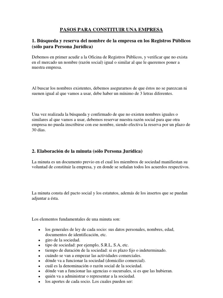 Pasos para Constituir Una Empresa | PDF | Sociedad | Business