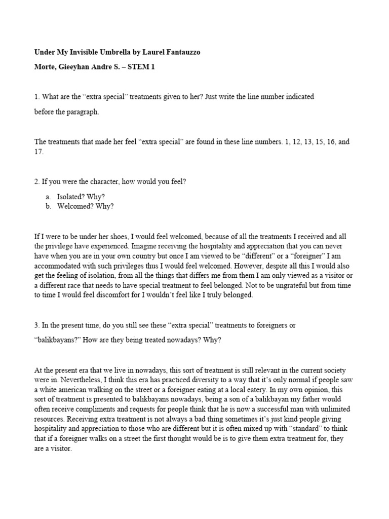 Under My Invisible Umbrella by Laurel Fantauzzo | PDF