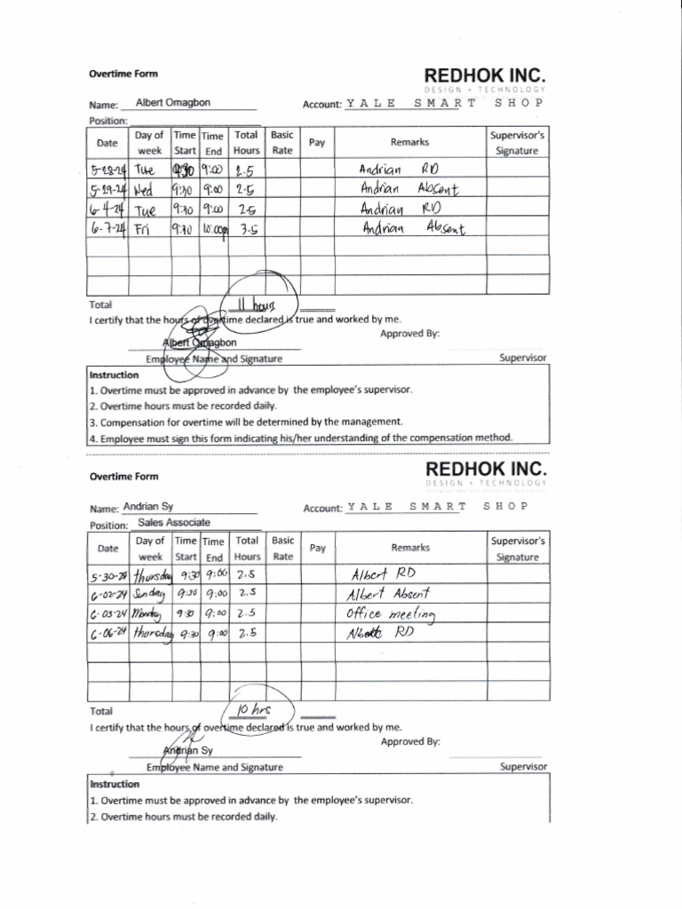 Yss Davao Ot Form (May 26 - June 10, 2024) | PDF