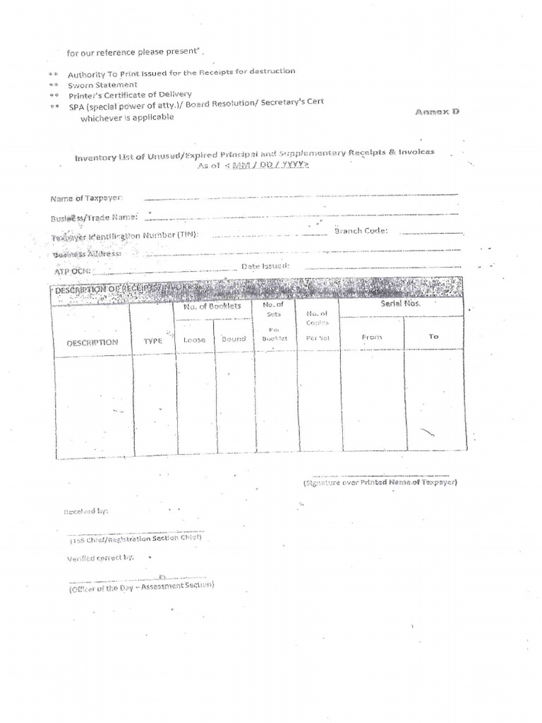 Inventory Form | PDF