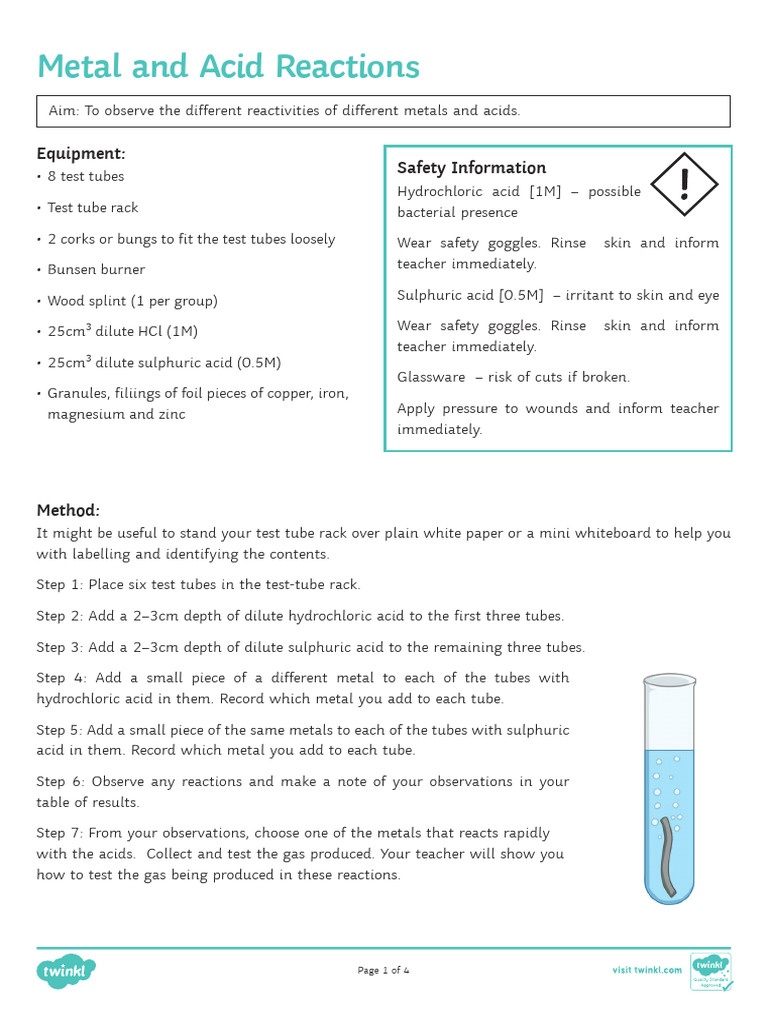 t3 SC 586 Metal and Acid Reactions Investigation Instruction Sheet ...