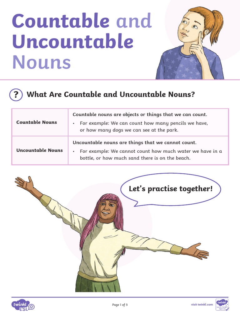 T 1677248488 Esl Countable and Uncountable Nouns Worksheet Kids A2 ...
