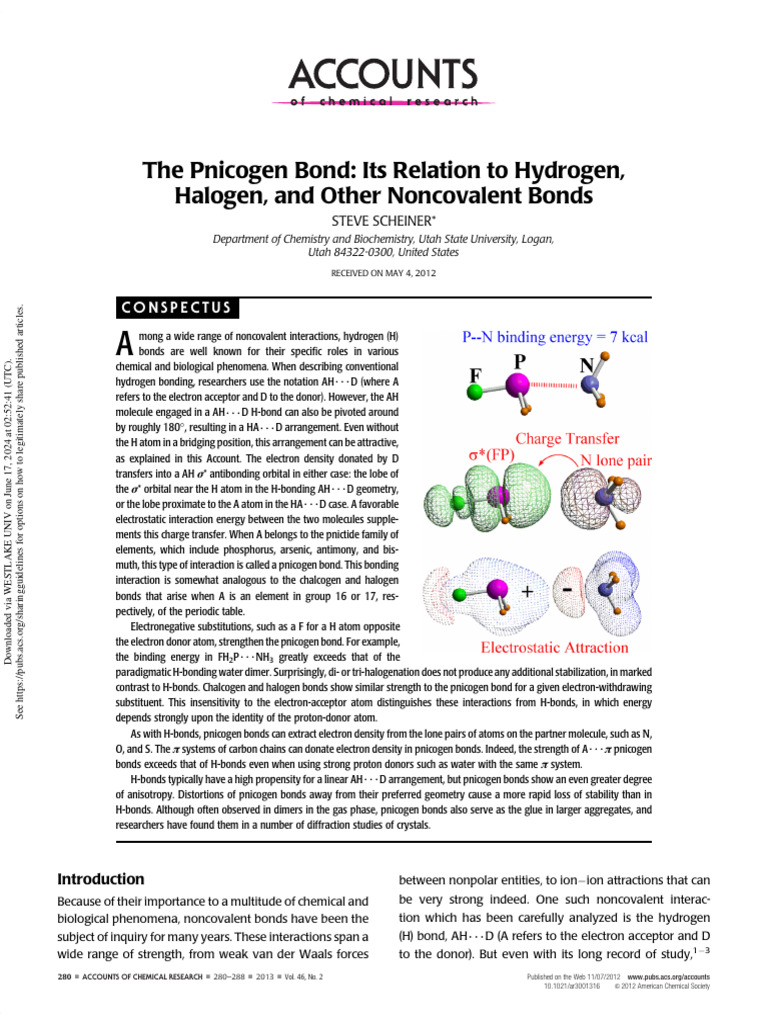 Scheiner 2012 The Pnicogen Bond Its Relation To Hydrogen Halogen and ...
