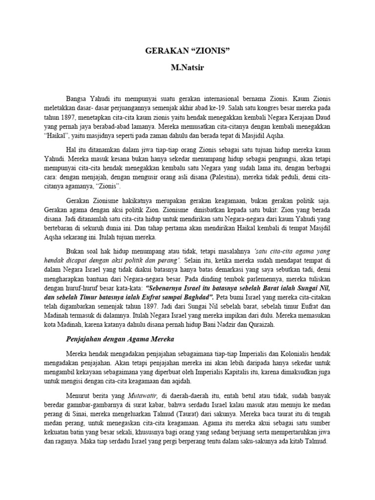 Sejarah dan Ideologi Gerakan Zionis | PDF | Politik
