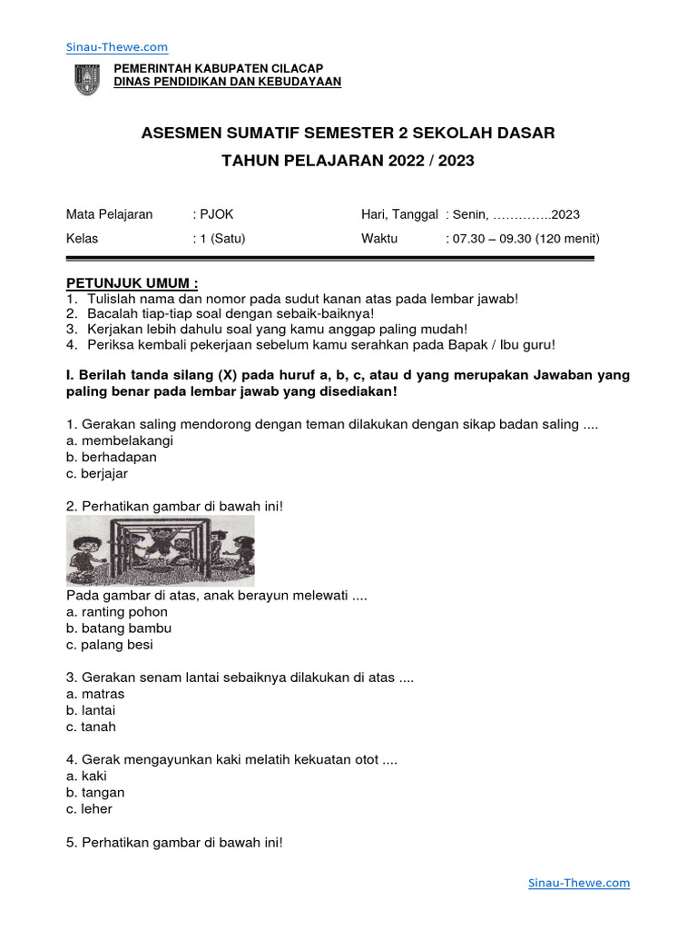 Naskah Soal SAS-PAS Genap PJOK Kelas 1 Tahun 2023 | PDF | Olahraga & Rekreasi