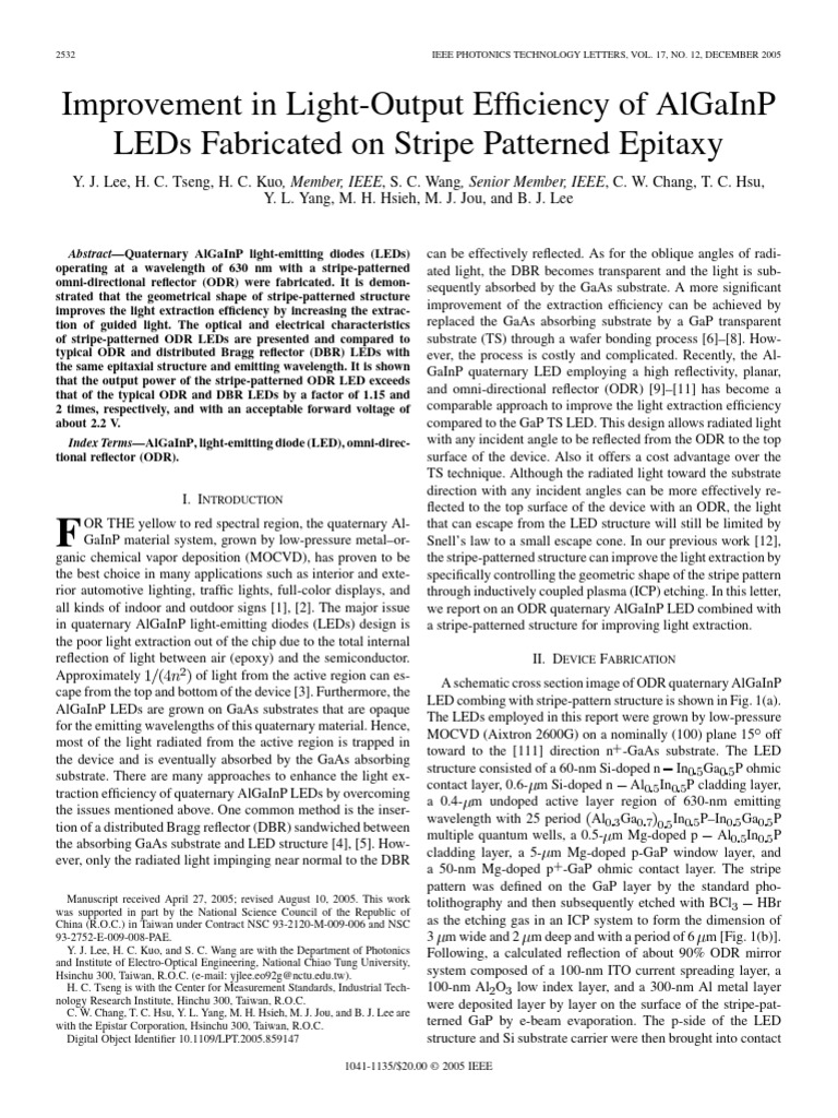 Improvement in Light-Output Efficiency of AlGaInP | PDF | Light ...