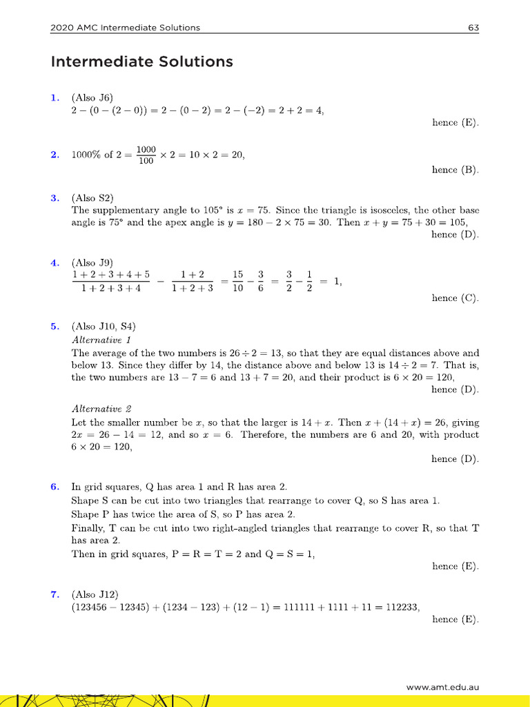 2020 AMC Intermediate Solutions | PDF