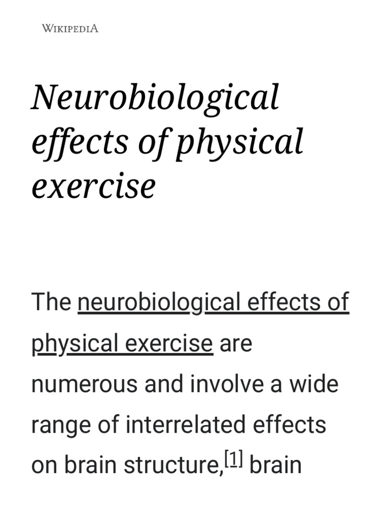Neurobiological Effects of Physical Exercise - Wikipedia | PDF ...
