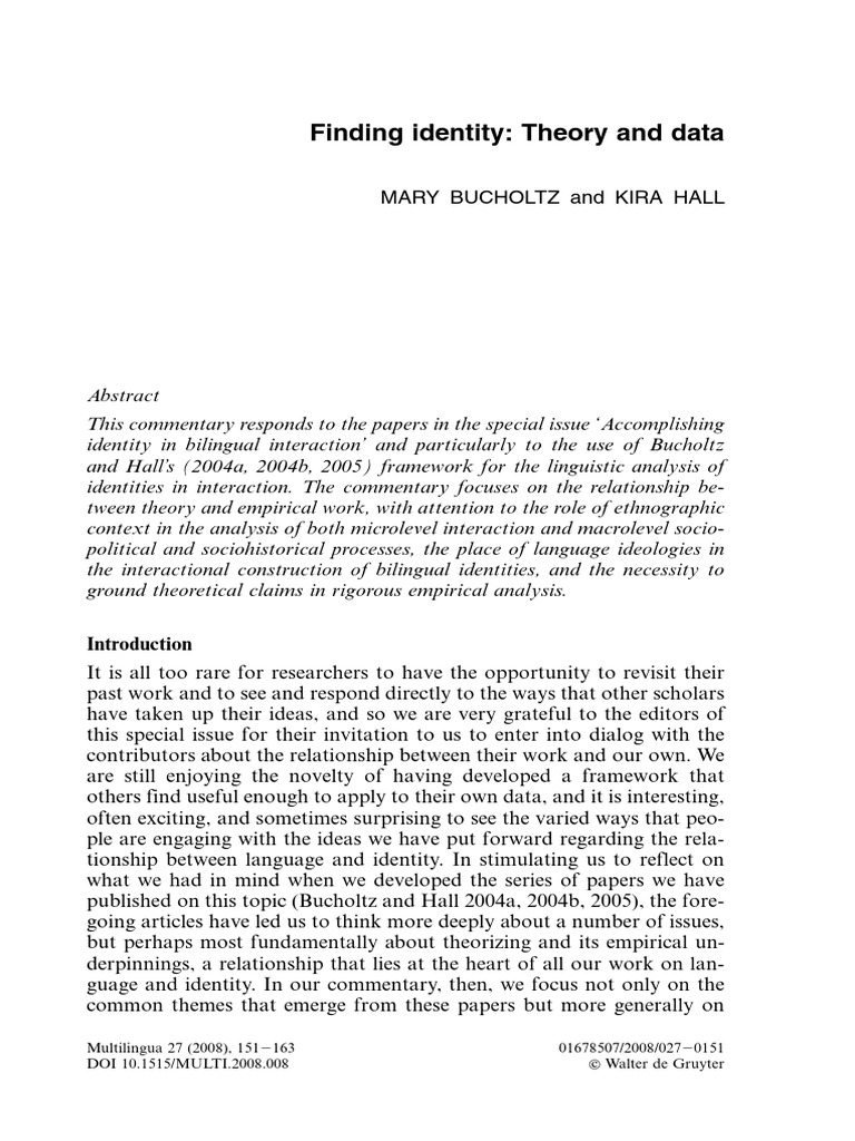 Bucholtz-Hallaa 2008 FindingIdentity-libre | PDF | Ethnography ...
