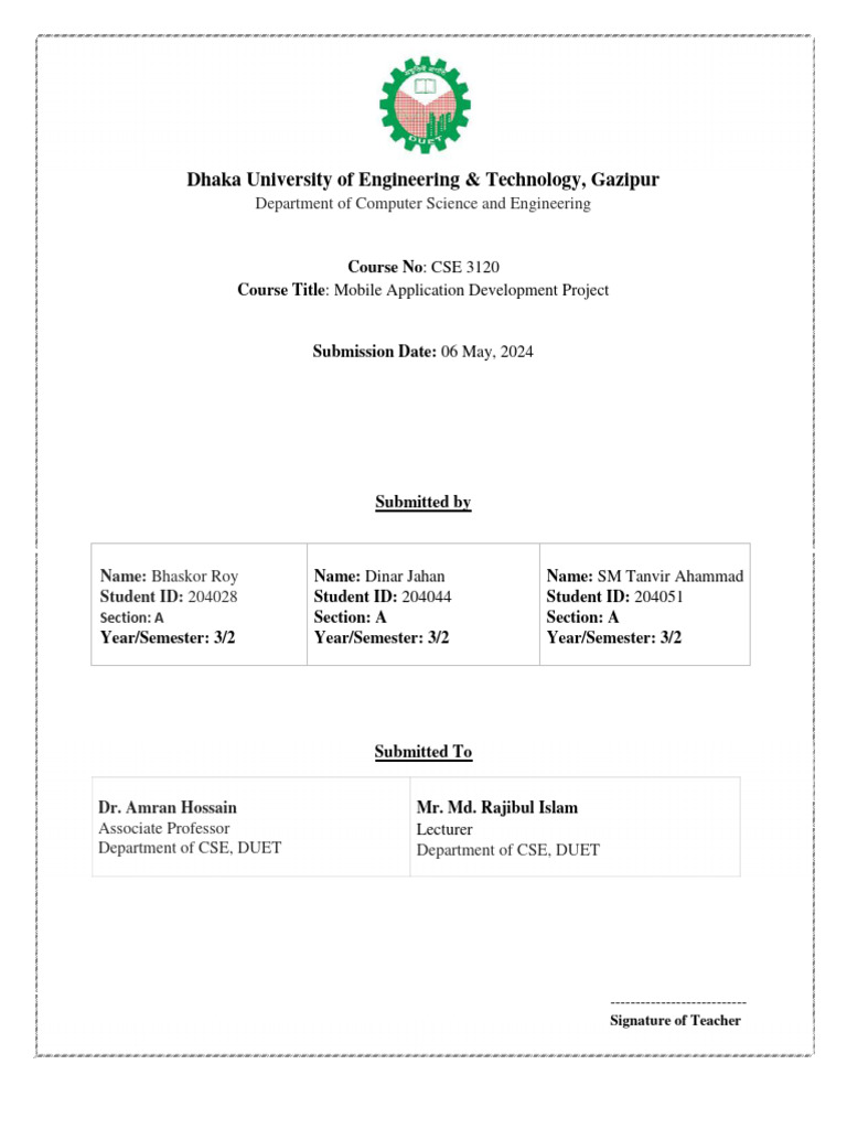 Cover Page Mobile Application | PDF