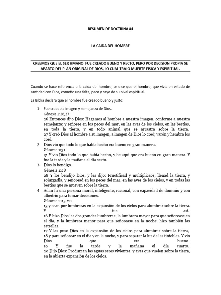 Resumen de Doctrina 4 | PDF | Adán | Víspera