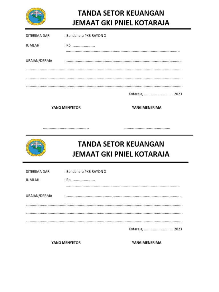 Form Setoran Derma A4 | PDF