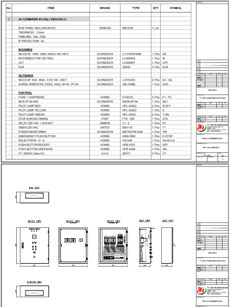 PANEL AC COMBINER 63 KWP | PDF | Electricity | Electronics