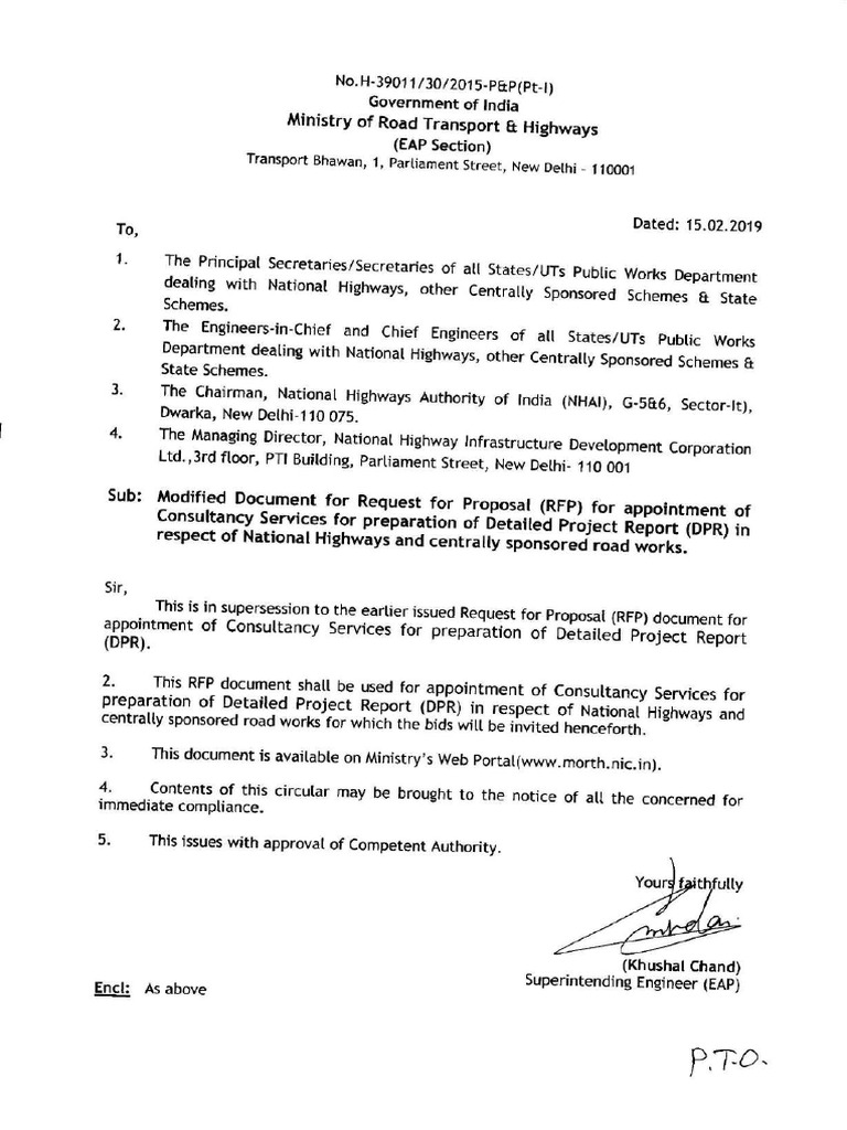 NH-727 DPR Consultancy RFP, Bihar | PDF | Joint Venture | Request For Proposal